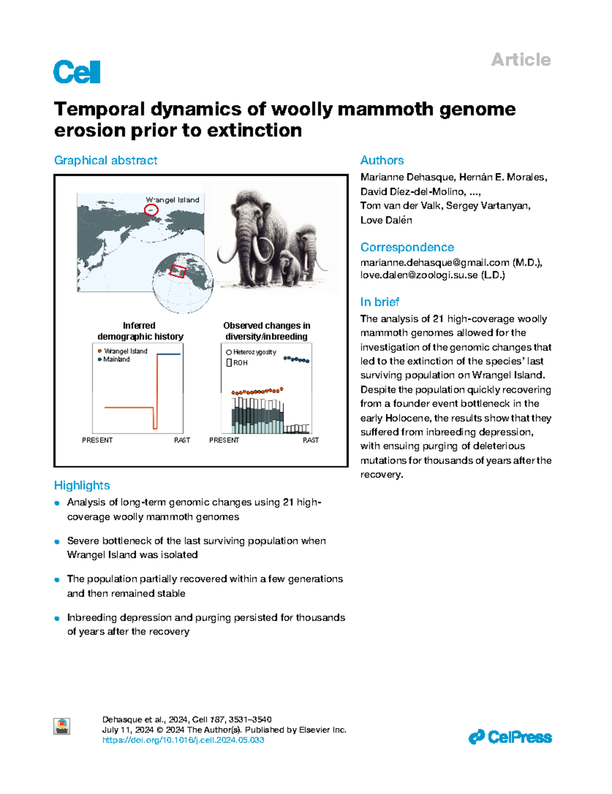 Group 1 - Wooly Mammoth - Article Temporal dynamics of woolly mammoth ...