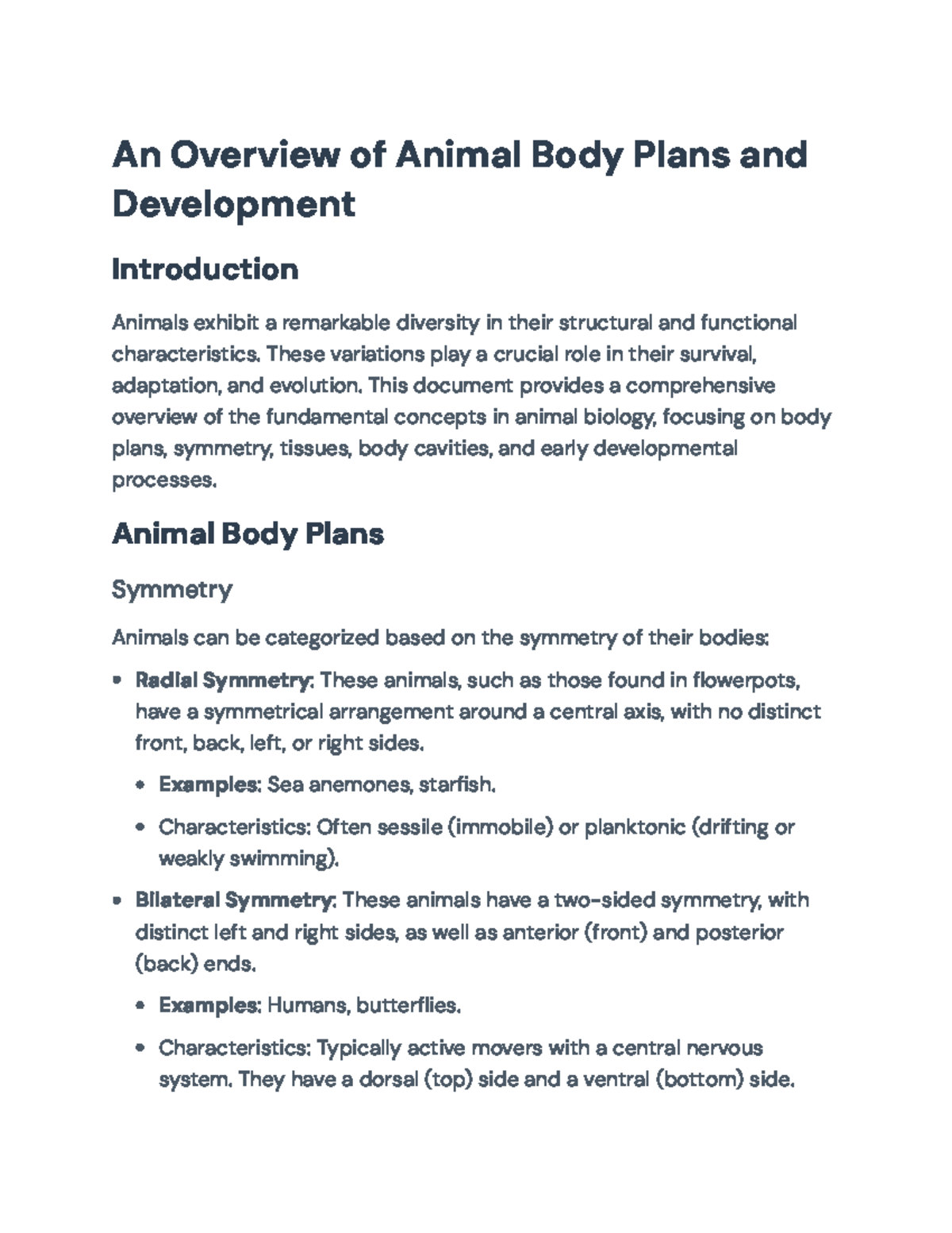 Animal Body Plans and Development: A Comprehensive Overview - An ...