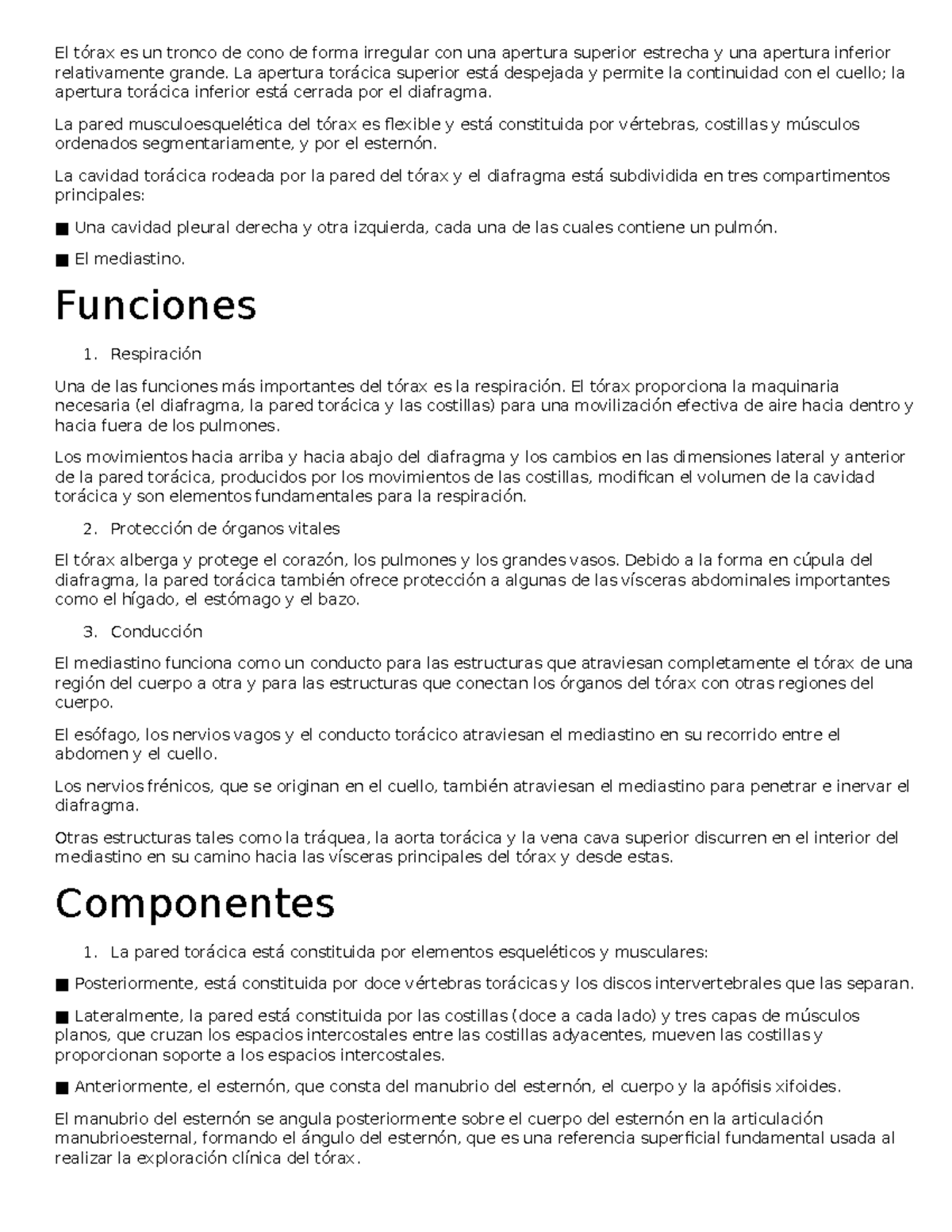 Tórax-A y S - Apunte - El tórax es un tronco de cono de forma irregular ...