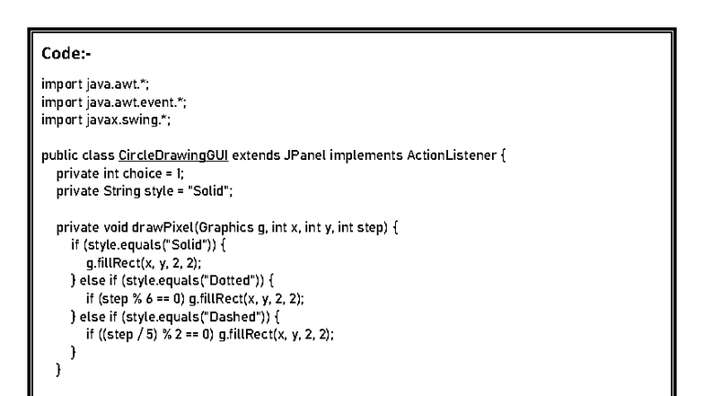 CG2 - Circle Drawing Algorithms in Java Code - Studocu