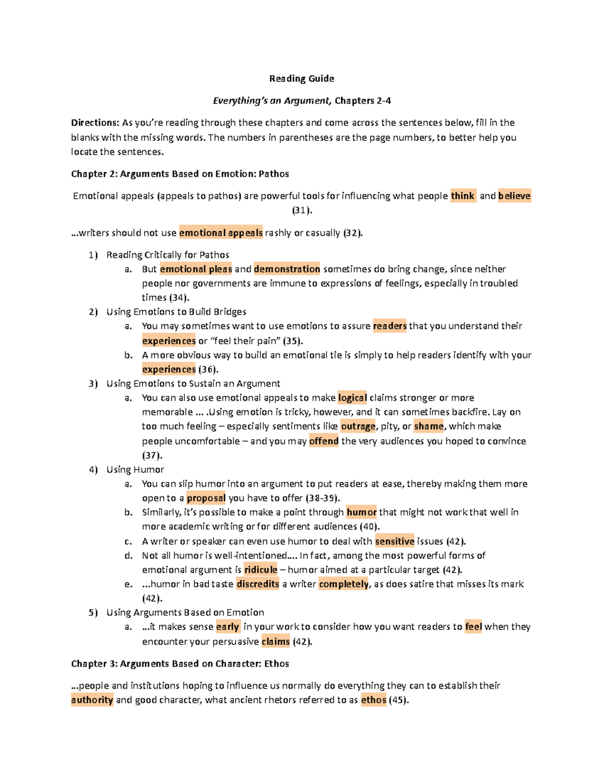 Reading Guide for Chapters 2-4: Everything's an Argument (9th ed ...