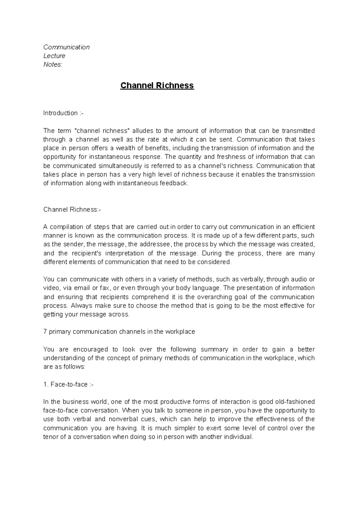 Communication Channel Richness, Choosing Communication Methods ...