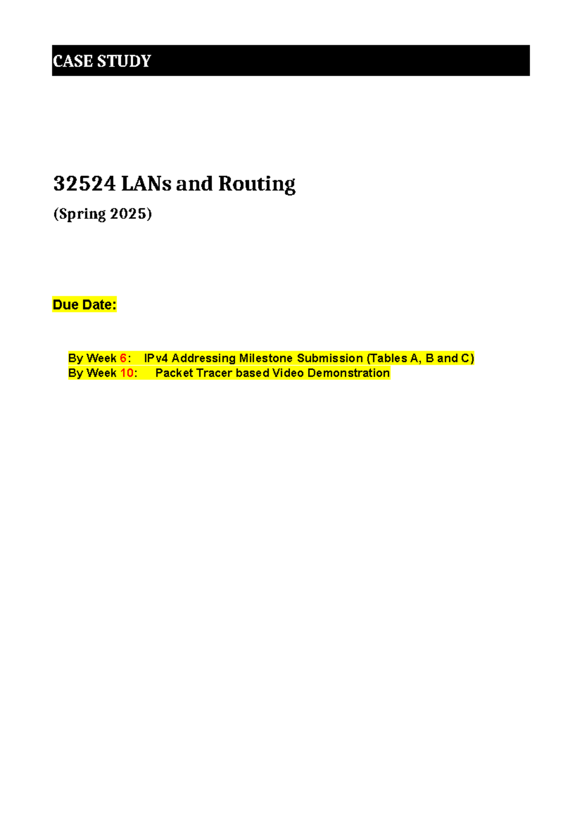CASE STUDY 32524: LANs & Routing - IPv4 Addressing & Packet Tracer Demo ...