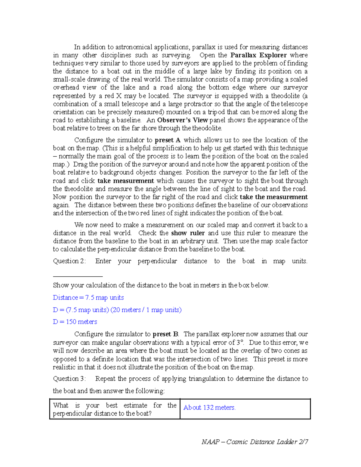 Cosmic Ladder Lab 11-page 1 - In addition to astronomical applications, parallax is used for ...