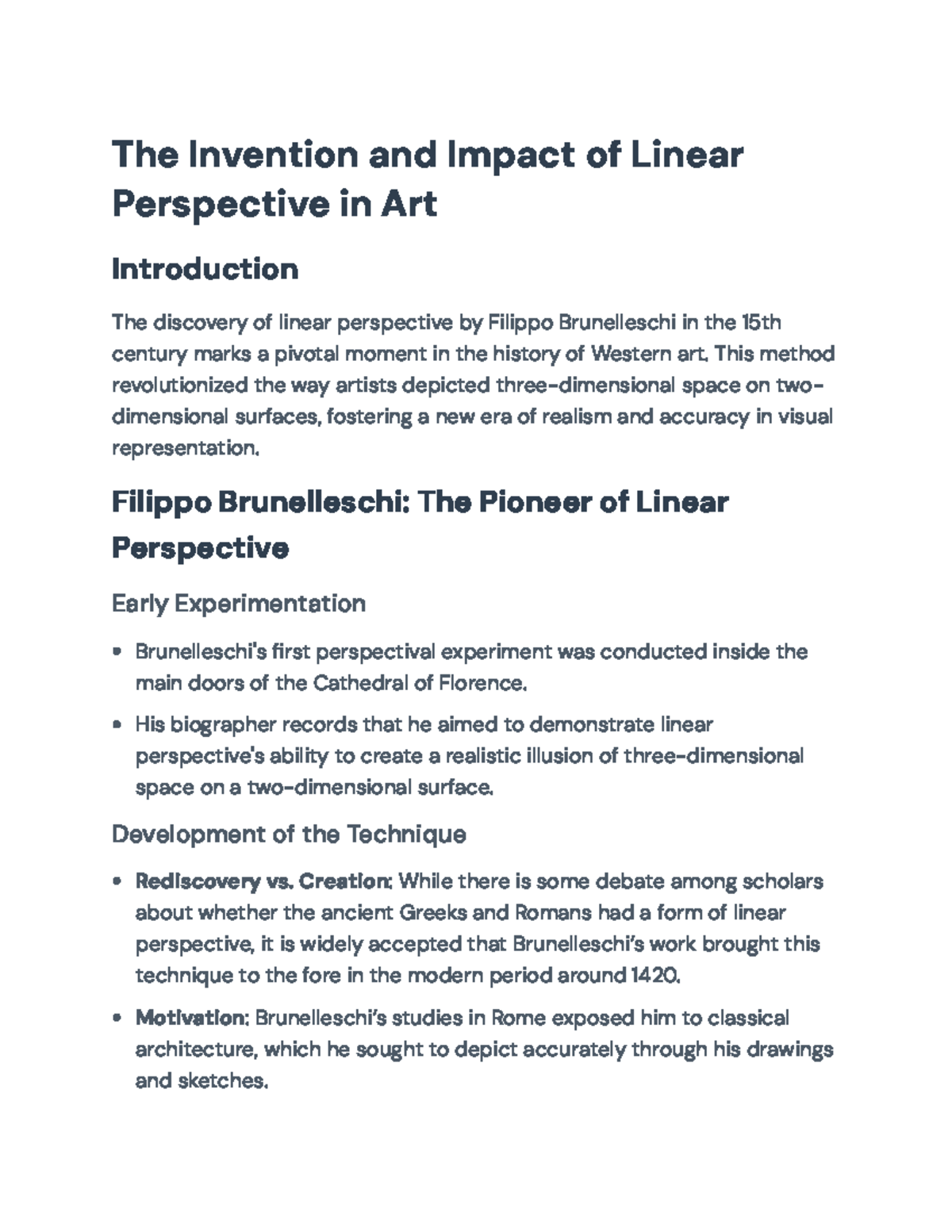 The Invention and Impact of Linear Perspective in Art - An Analysis ...