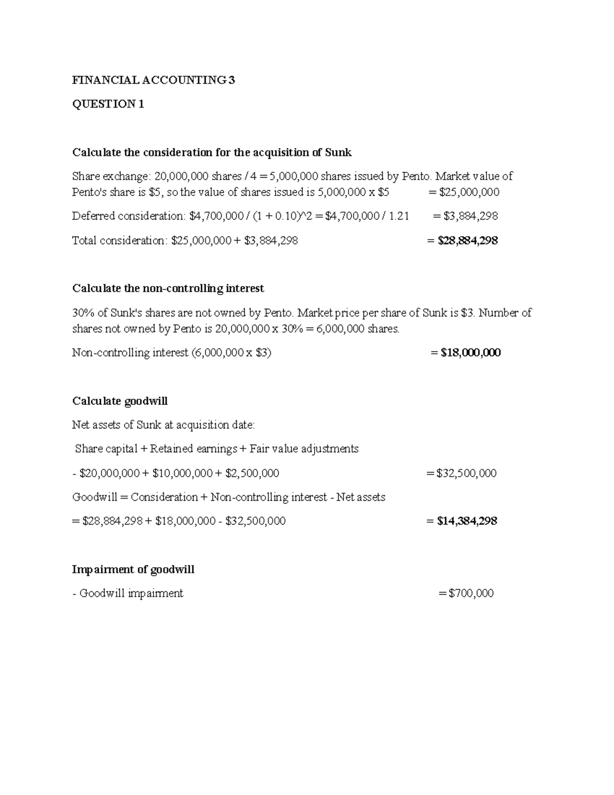 FINACC 3 Assignment 1: Financial Accounting Calculations and Analysis ...