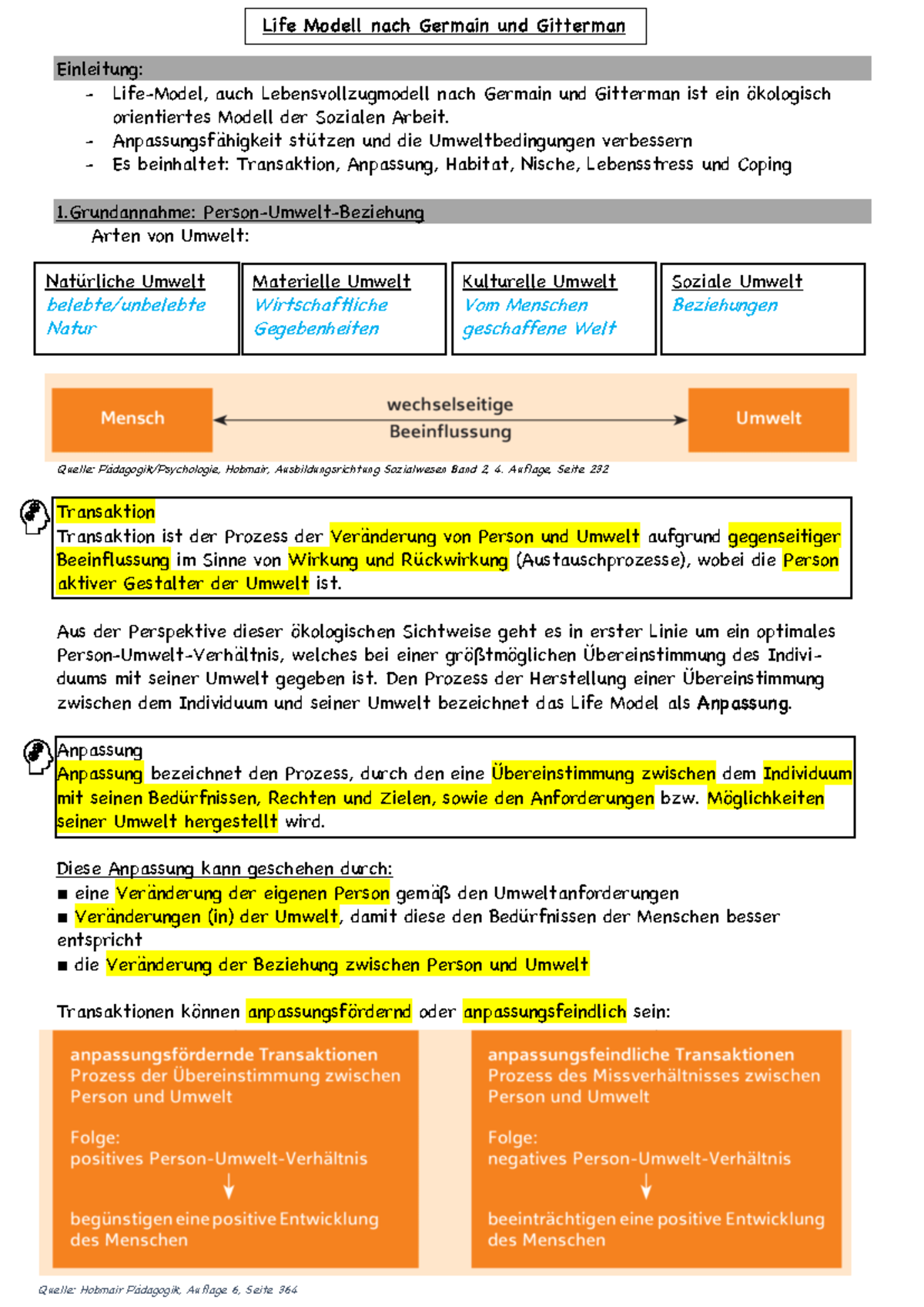 Life-Modell nach Germain & Gitterman: Grundlagen und Konzepte - Studocu