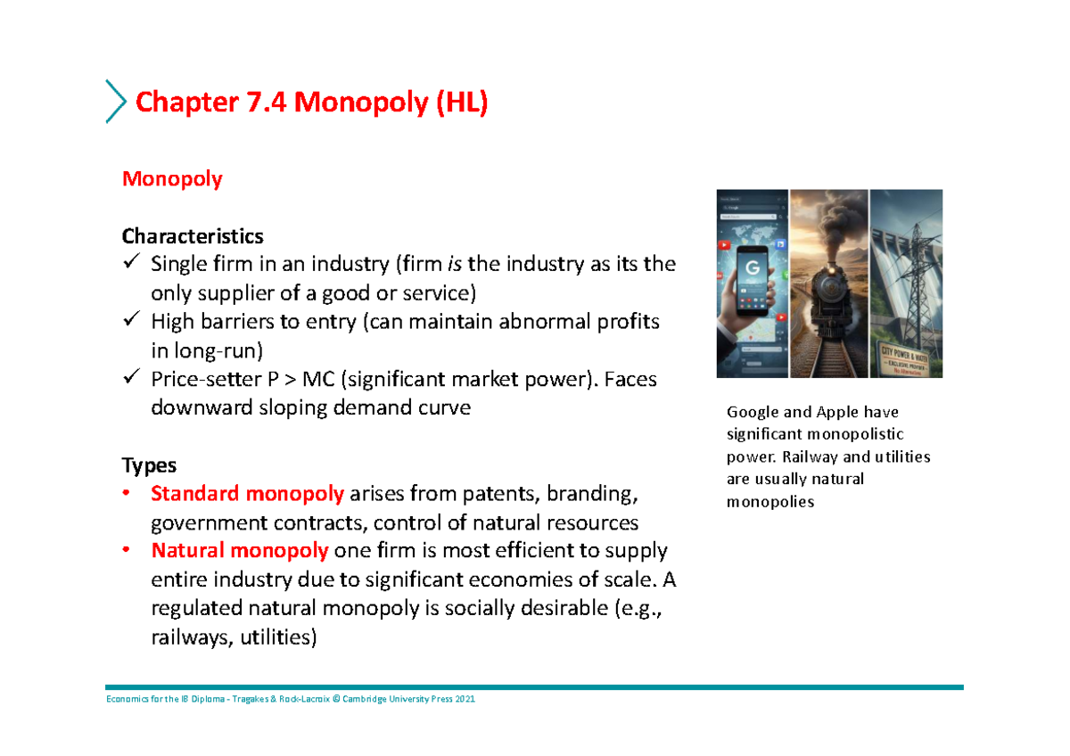 Monopoly Characteristics and Impacts - Chapter 7.4 (HL) Notes - Studocu