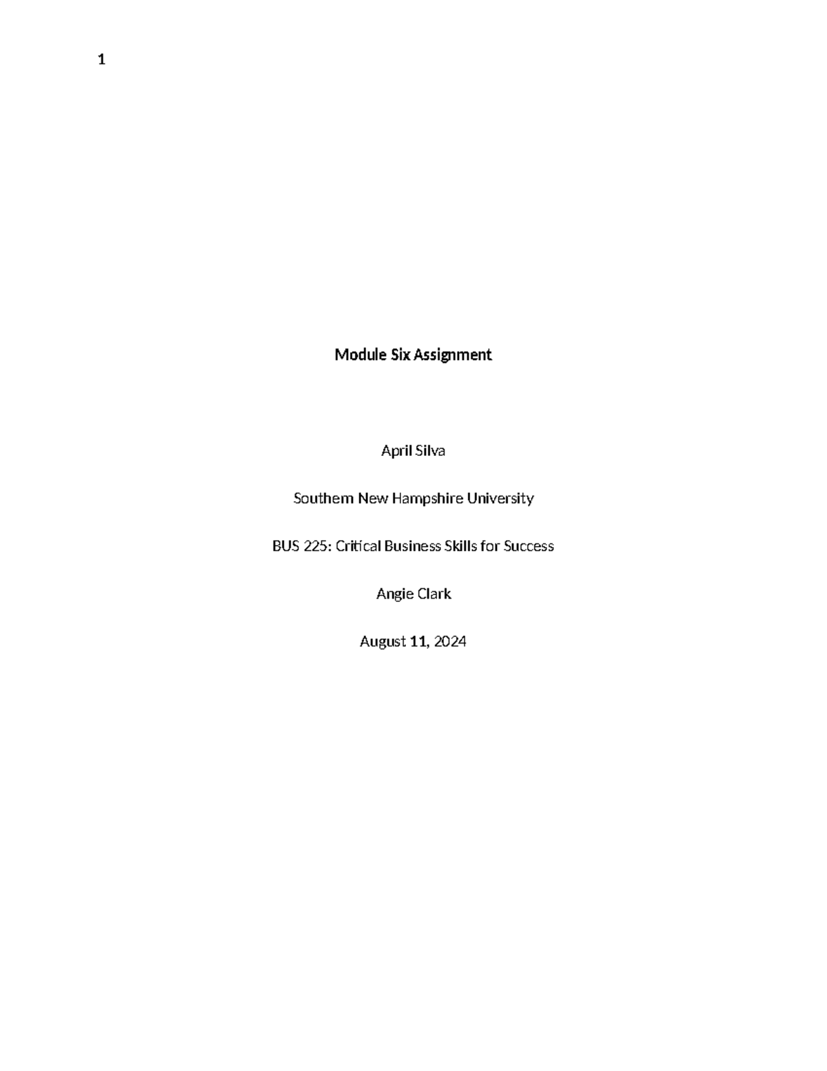 BUS225 Module 6 assignment 2024 - Module Six Assignment April Silva ...