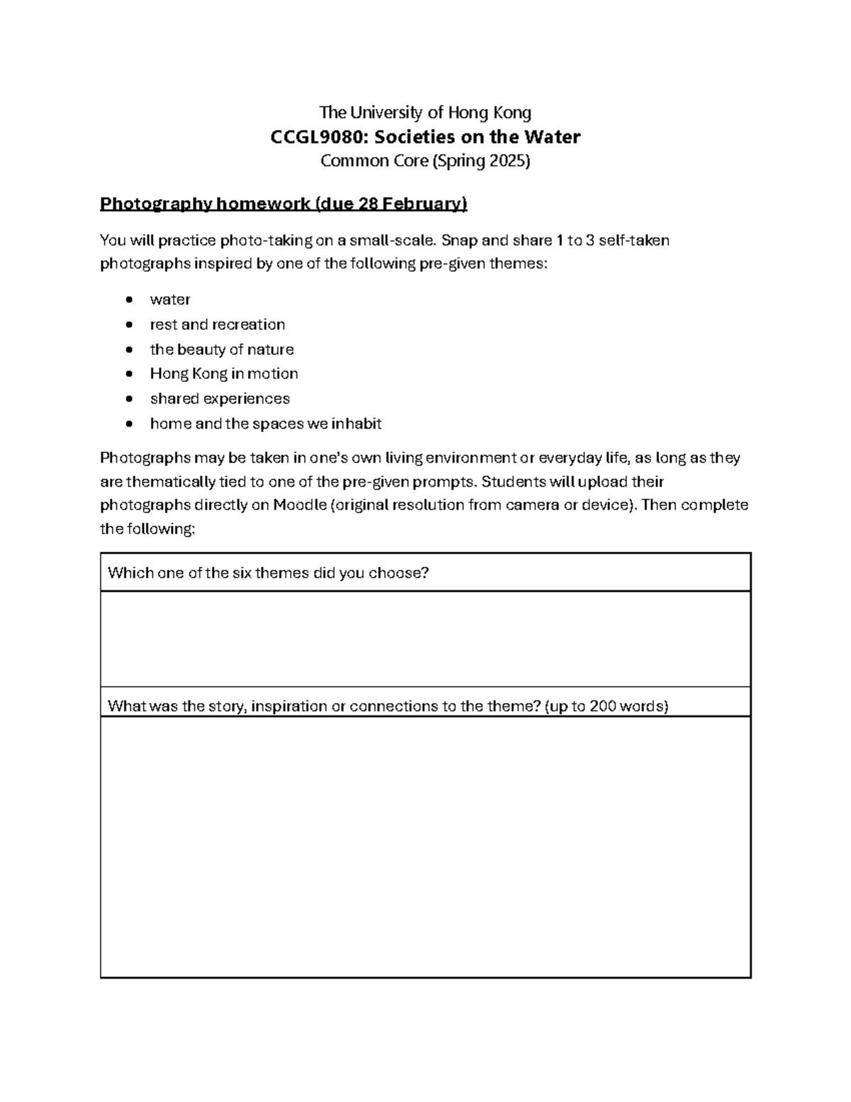 CCGL9080: Photography Homework on Water Themes (Due 28 Feb) - Studocu