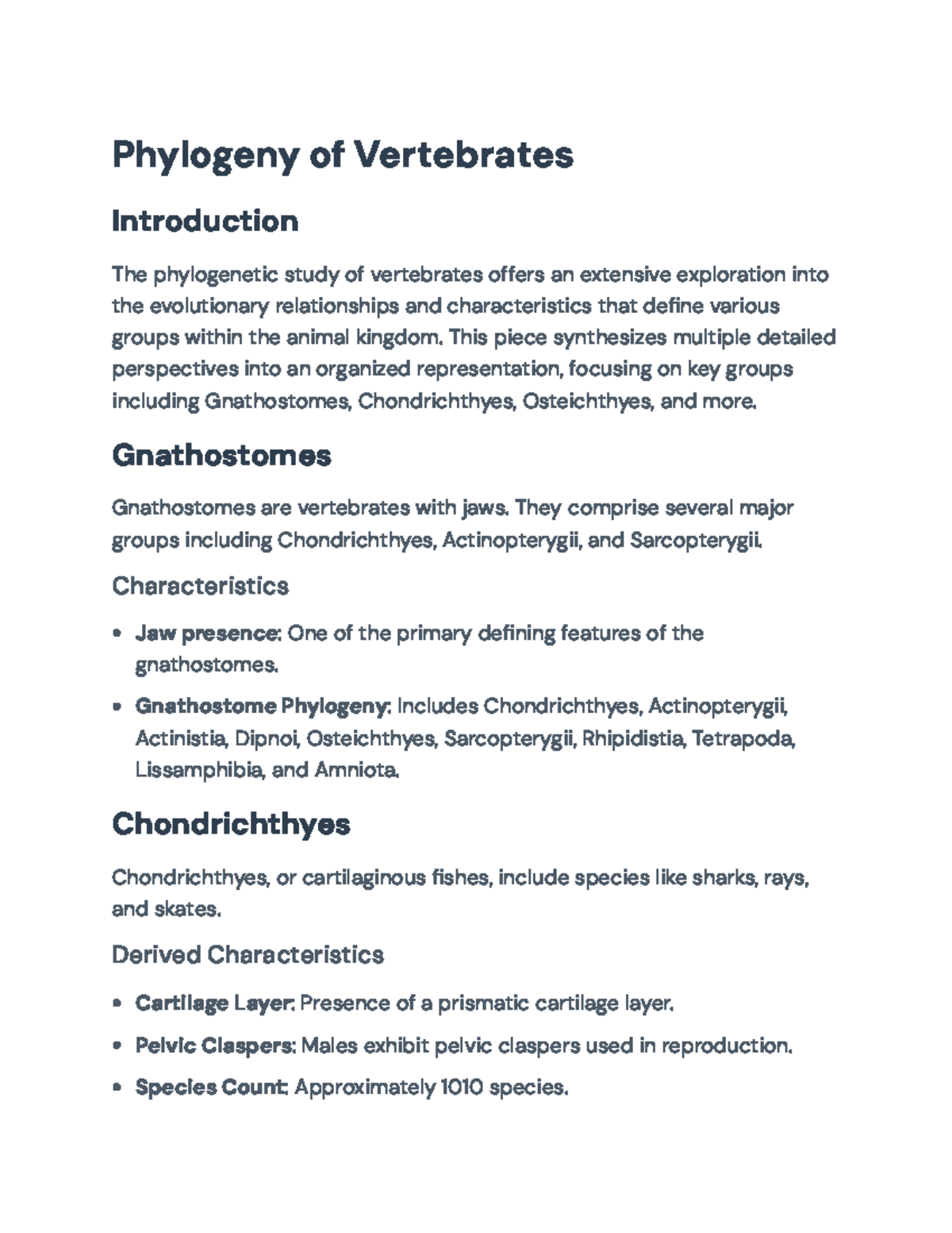 Phylogeny of Vertebrates: Evolutionary Relationships and ...