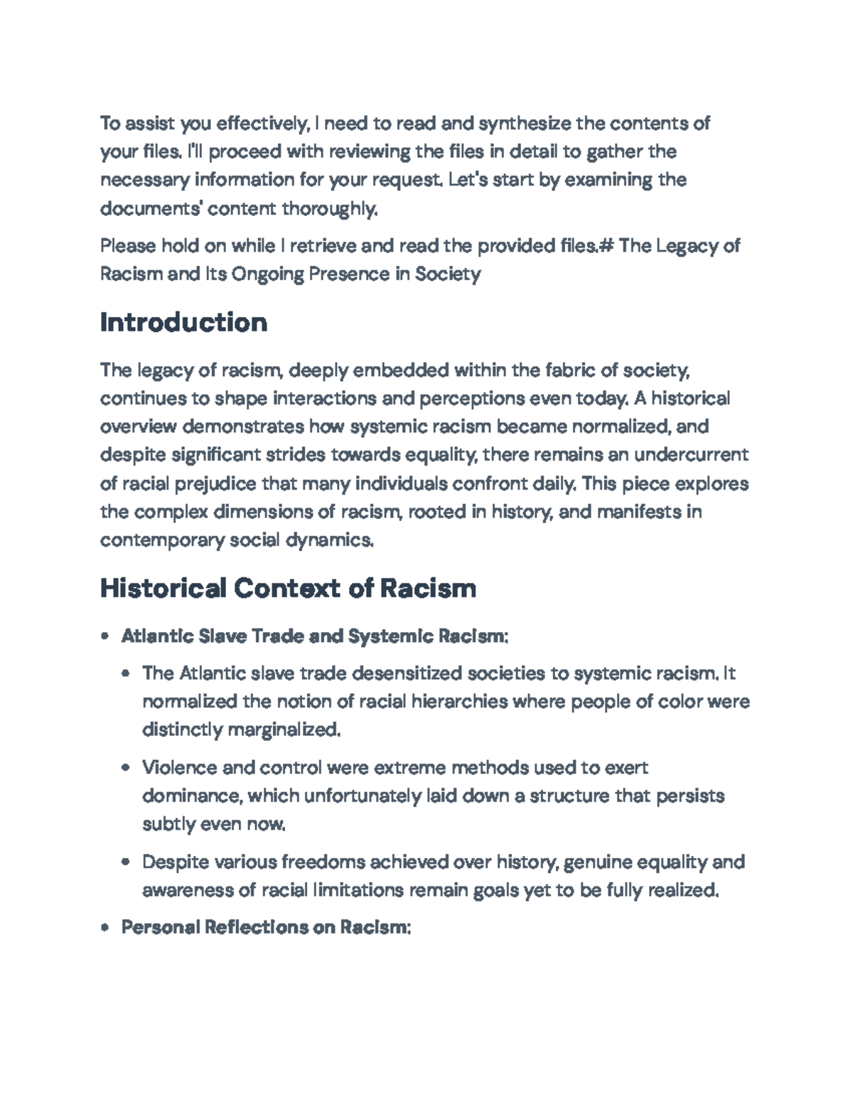 The Legacy of Racism: Historical Context and Modern Implications - To ...