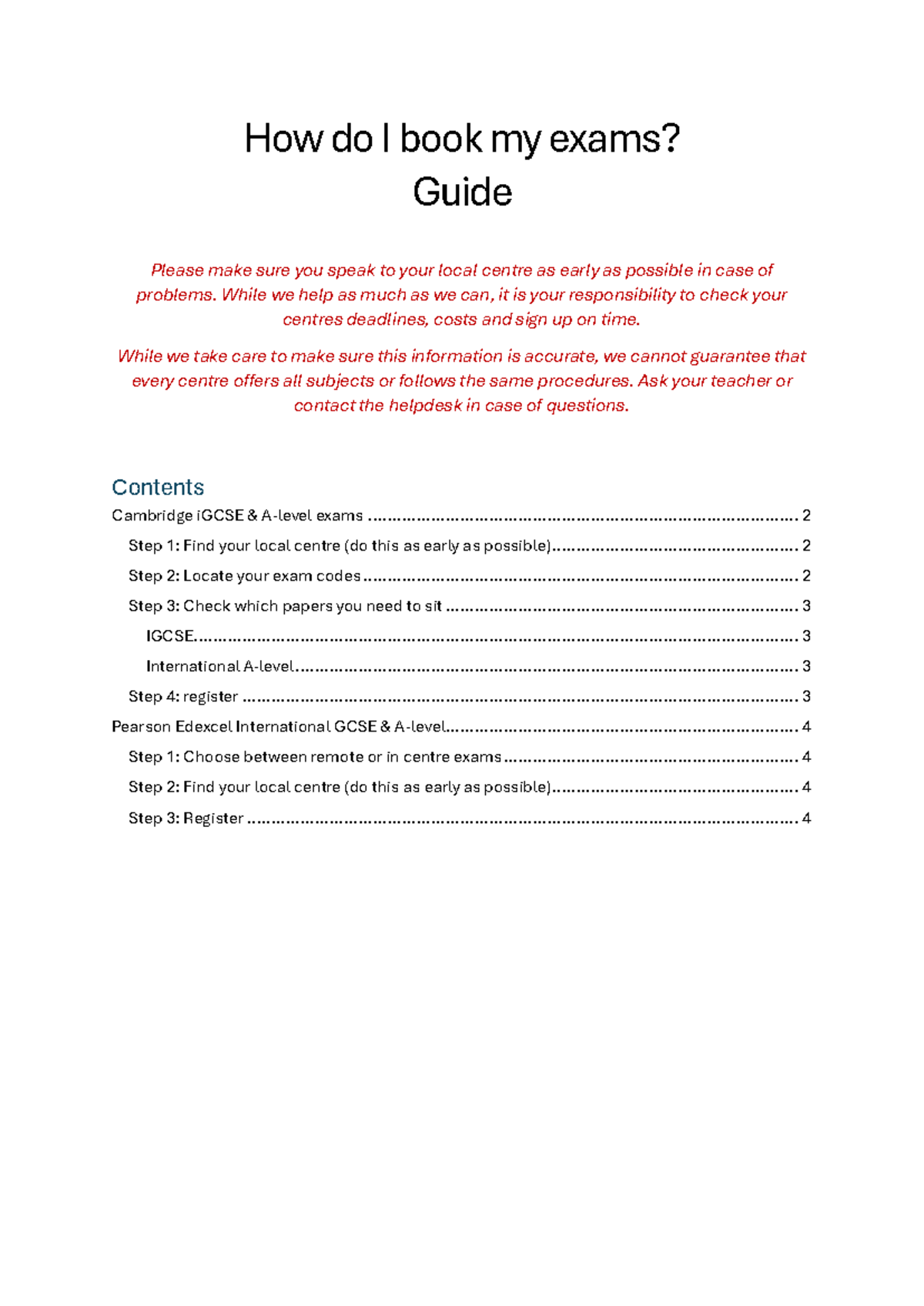 How do I book my exams (10) - How do I book my exams? Guide Please make ...