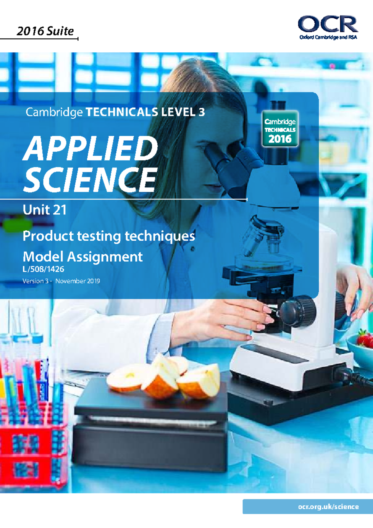 Cambridge TECHNICALS Level 3 Applied Science Unit 21: Product Testing ...