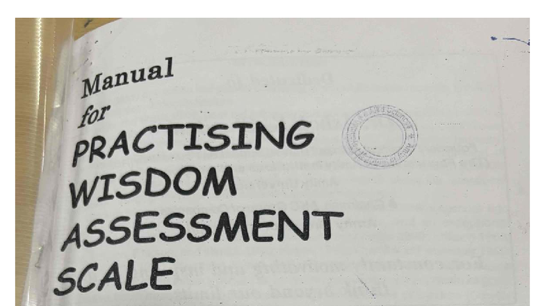 Manual for Practising Wisdom Assessment Scale (PWAS) - Studocu