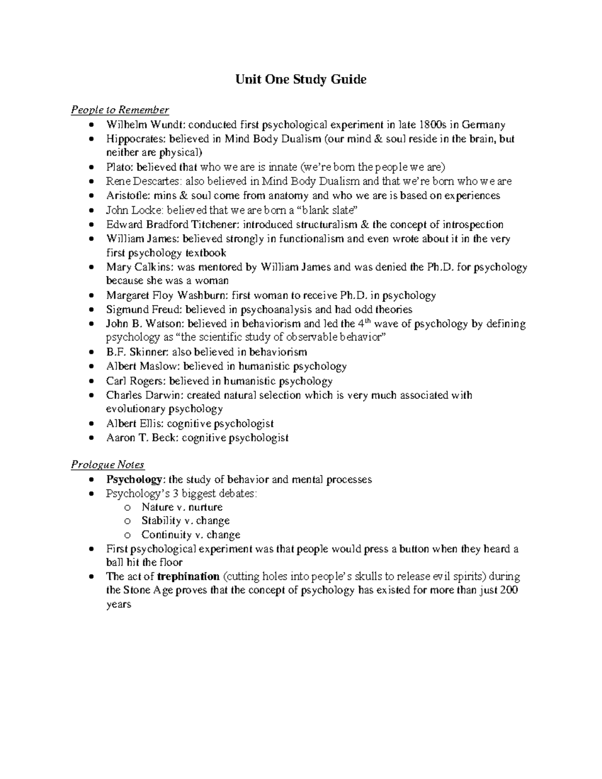 AP Psychology Unit 1 - Comprehensive Study Notes for AP Exam - Studocu