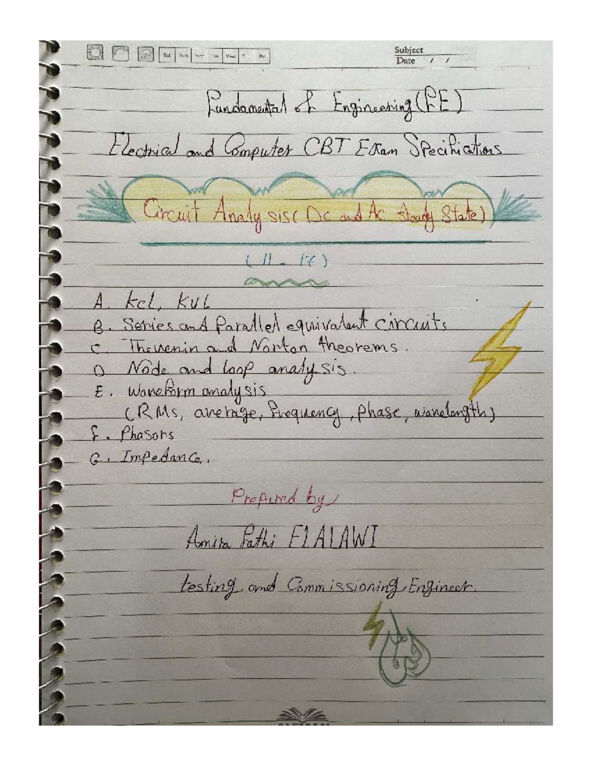 FE Electrical Engineering Circuit Analysis Exam Review Notes - Studocu