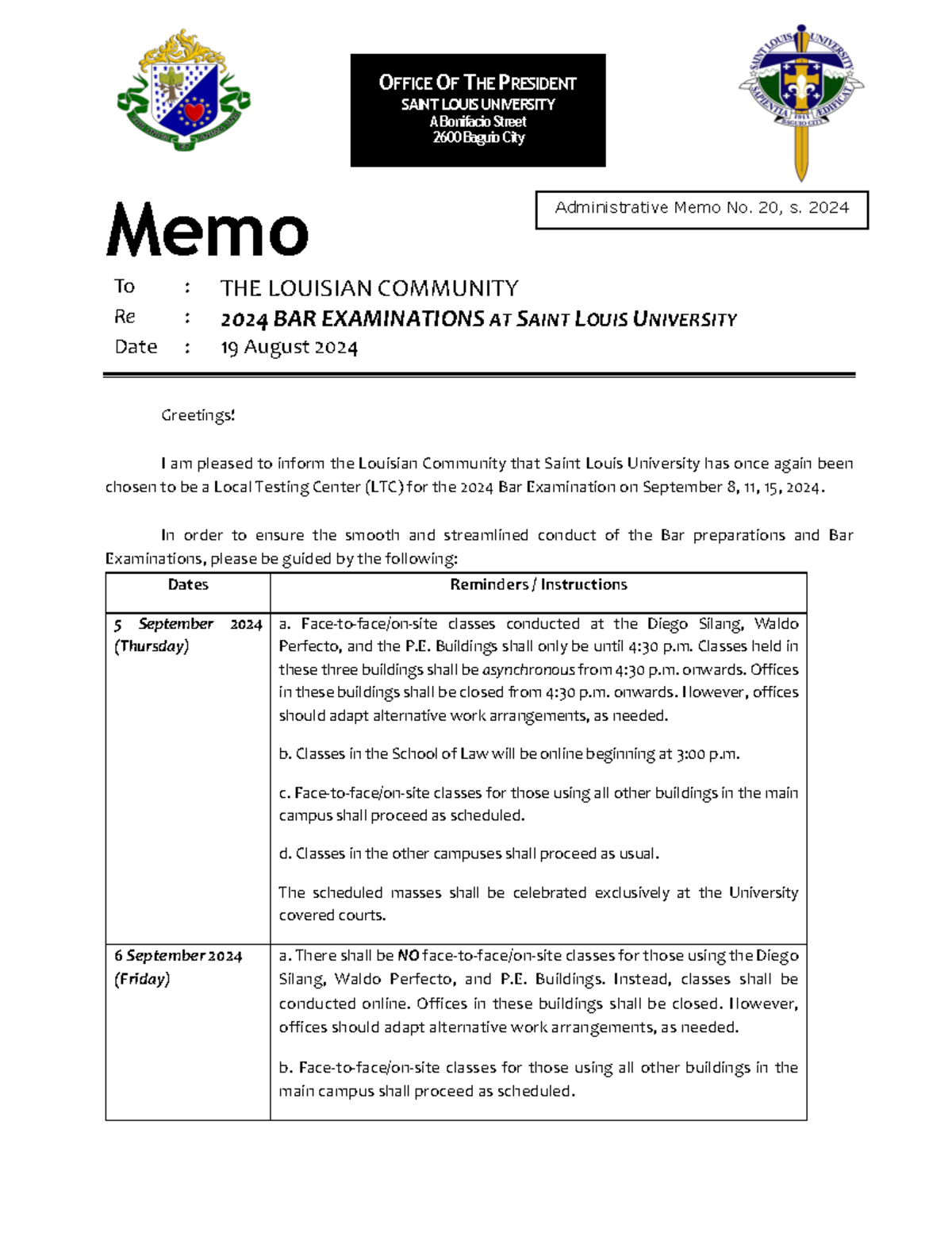 AM20-s2024 - For your reference. - SAINT LOUIS UNIVERSITY A Bonifacio ...