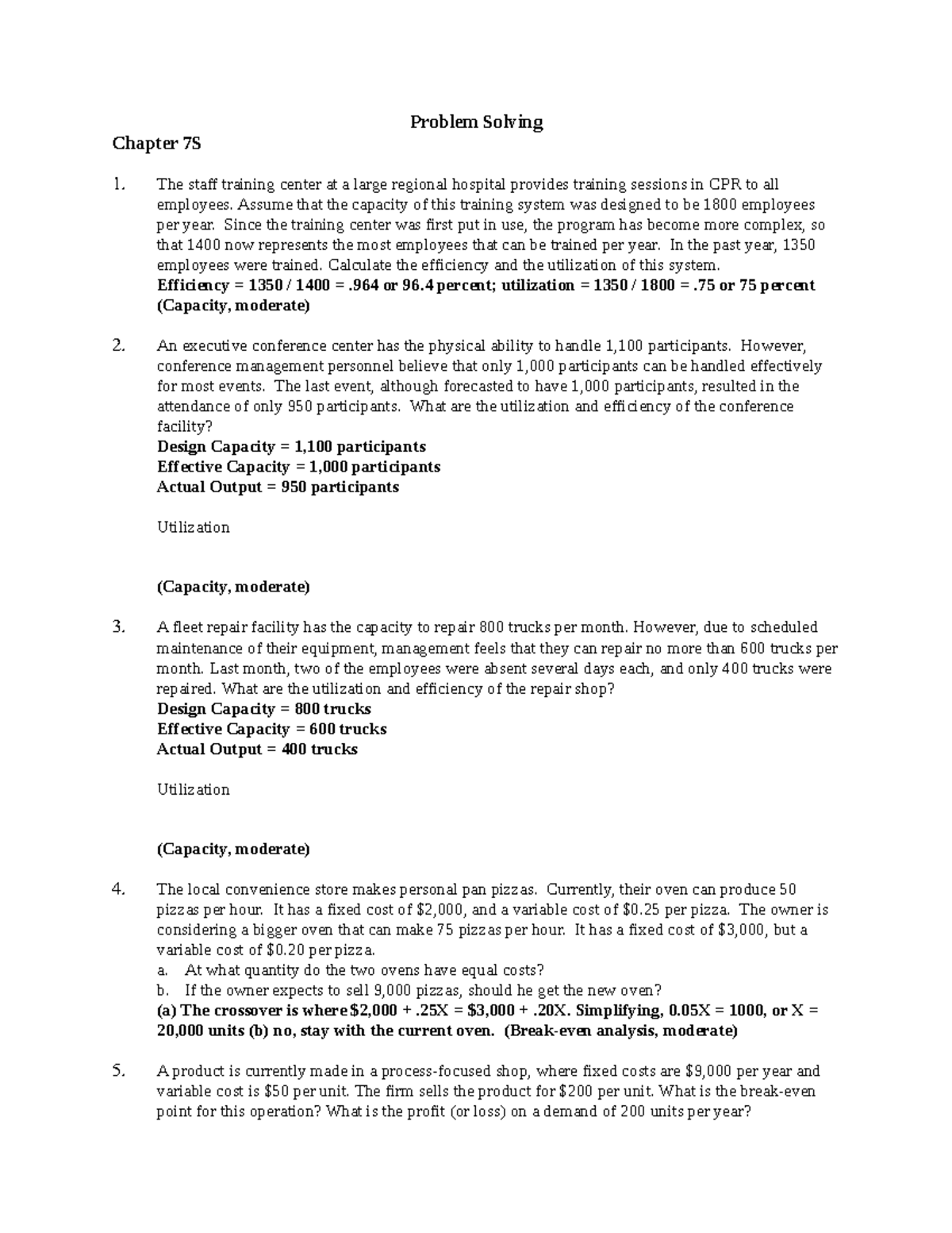 Efficient Capacity Management in Problem Solving (Chapter 7S) - Studocu