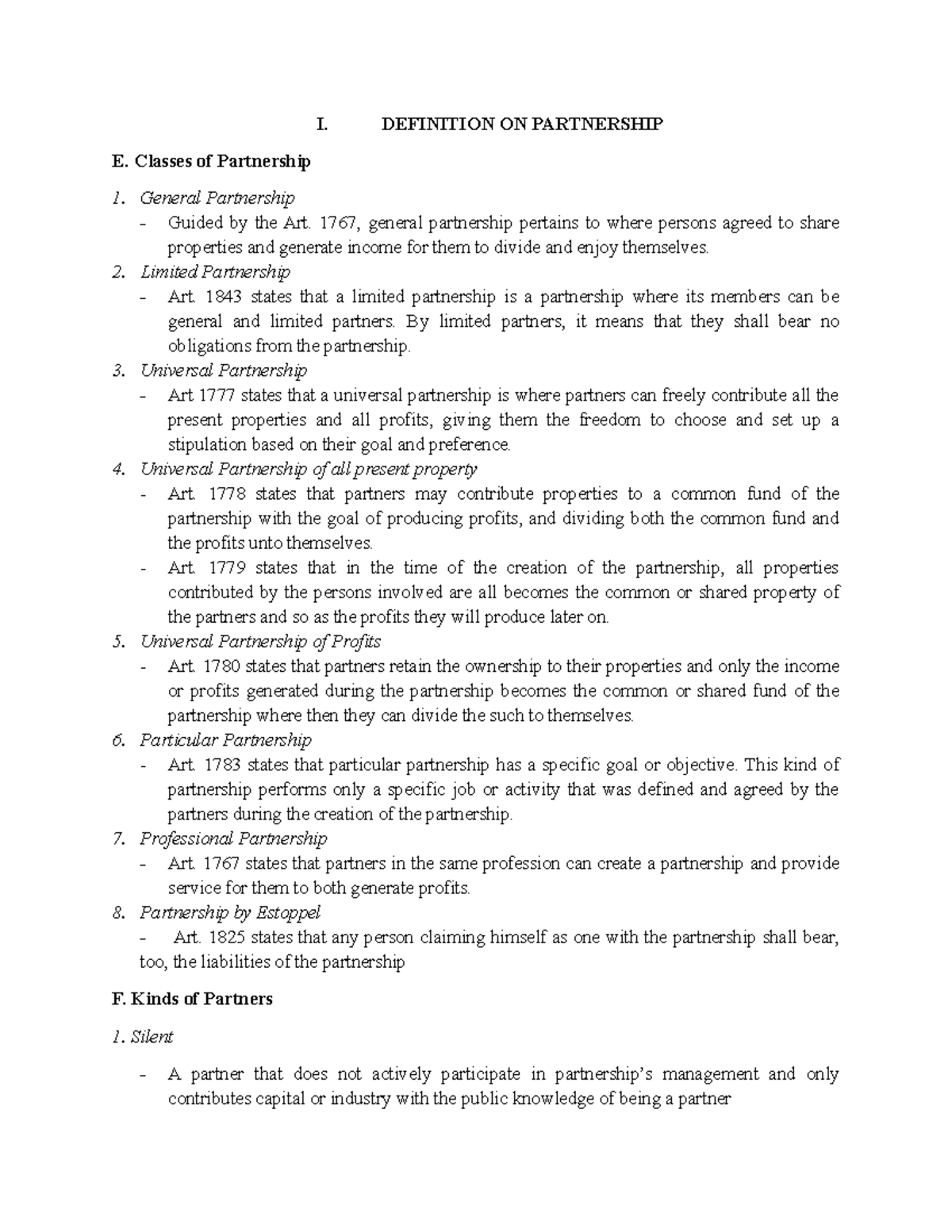 Partnership Types and Definitions: A Comprehensive Guide - Studocu