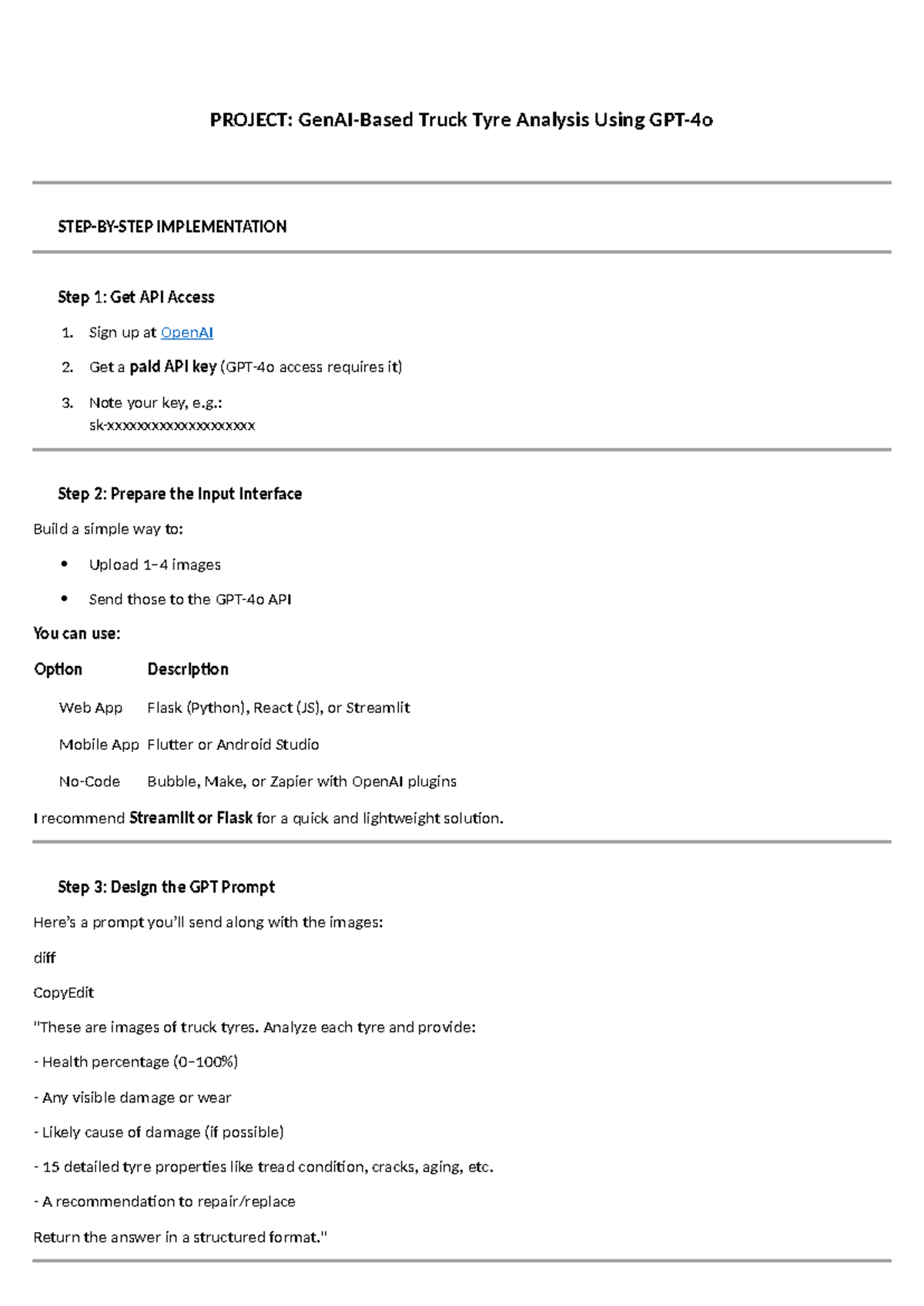 PROJECT: Truck Tyre Analysis Implementation Guide - Intern Test Notes ...