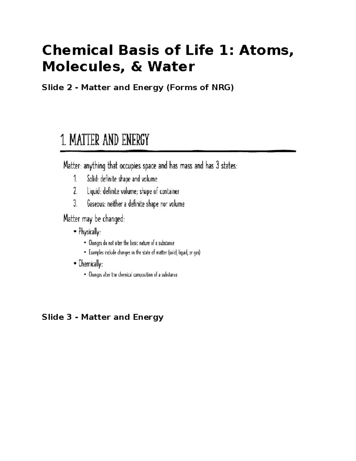 Chemical Basis of Life: Atoms, Molecules, and Energy Overview - Studocu