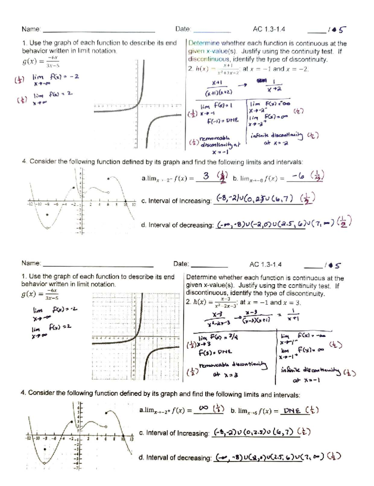 AC 105: Continuity and Discontinuity Analysis with Limits - Studocu
