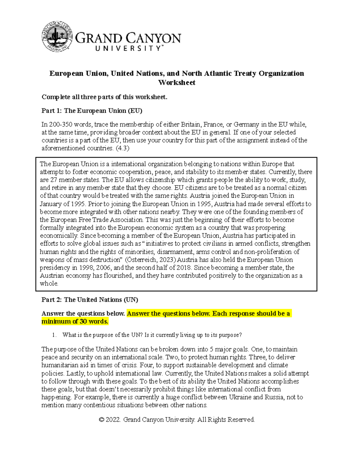EU: UN: NATO Worksheet - Exploring Membership and Roles in Global ...