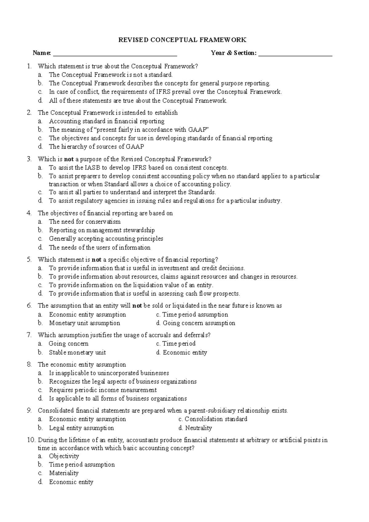 Revised Conceptual Framework Review Materials for FAR - Studocu