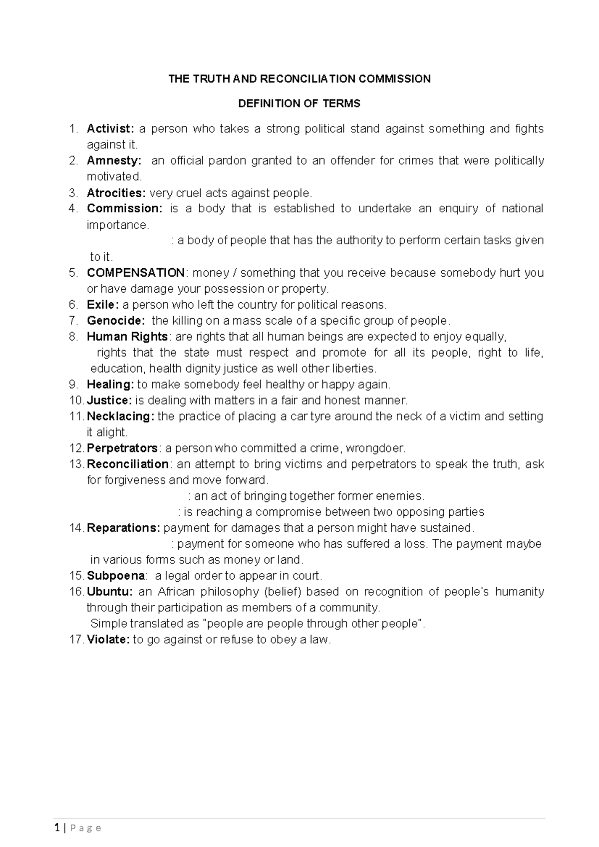 Final TRC Document: Key Terms and Concepts in South Africa's TRC ...
