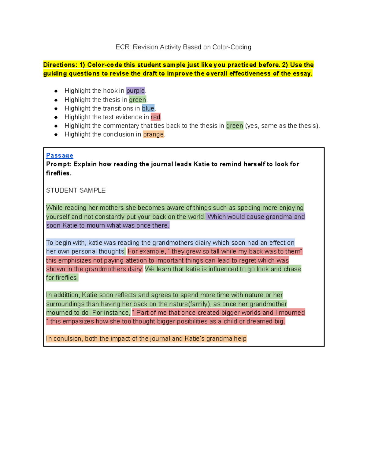 Copy of ECR Revision Activity Based on Color-Coding - ECR: Revision ...