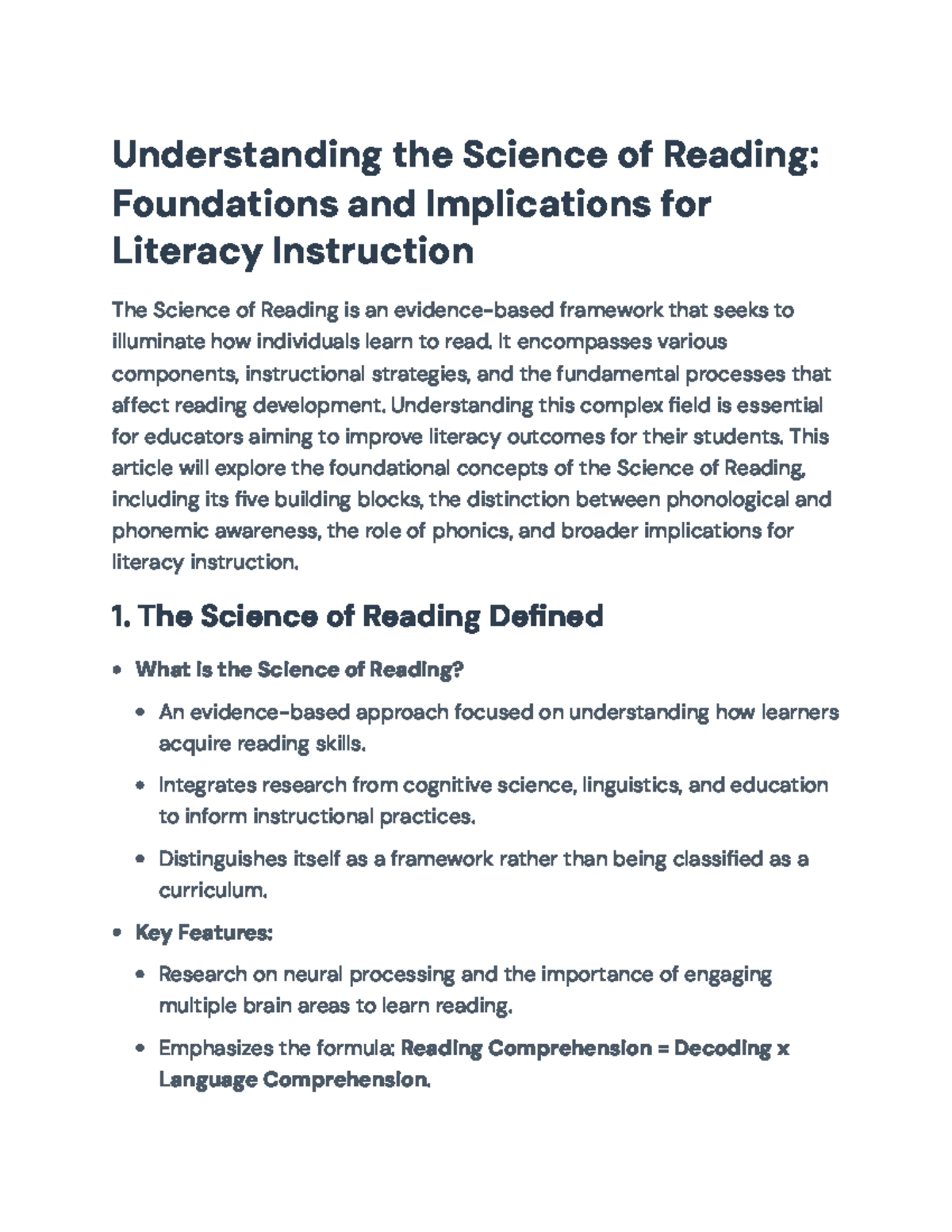 Understanding the Science of Reading: Foundations for Literacy ...