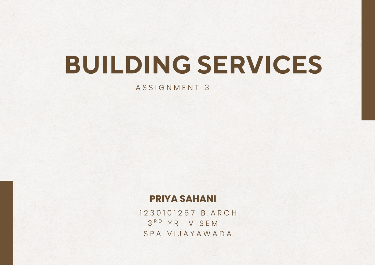 B.ARCH 3RD YR V SEM: Building Services Assignment 3 - Studocu