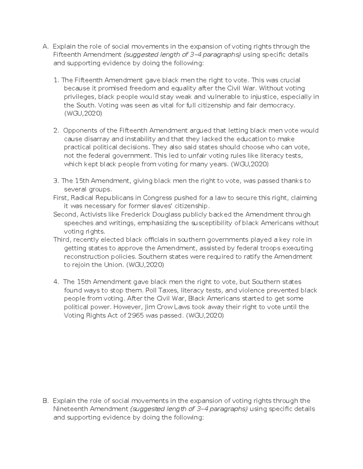 US History D267: Task 2 - Social Activism & Voting Rights Analysis ...