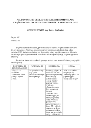 OIOK 2 - Proces pielęgnacyjny w intensywnej opiece kardiologicznej ...