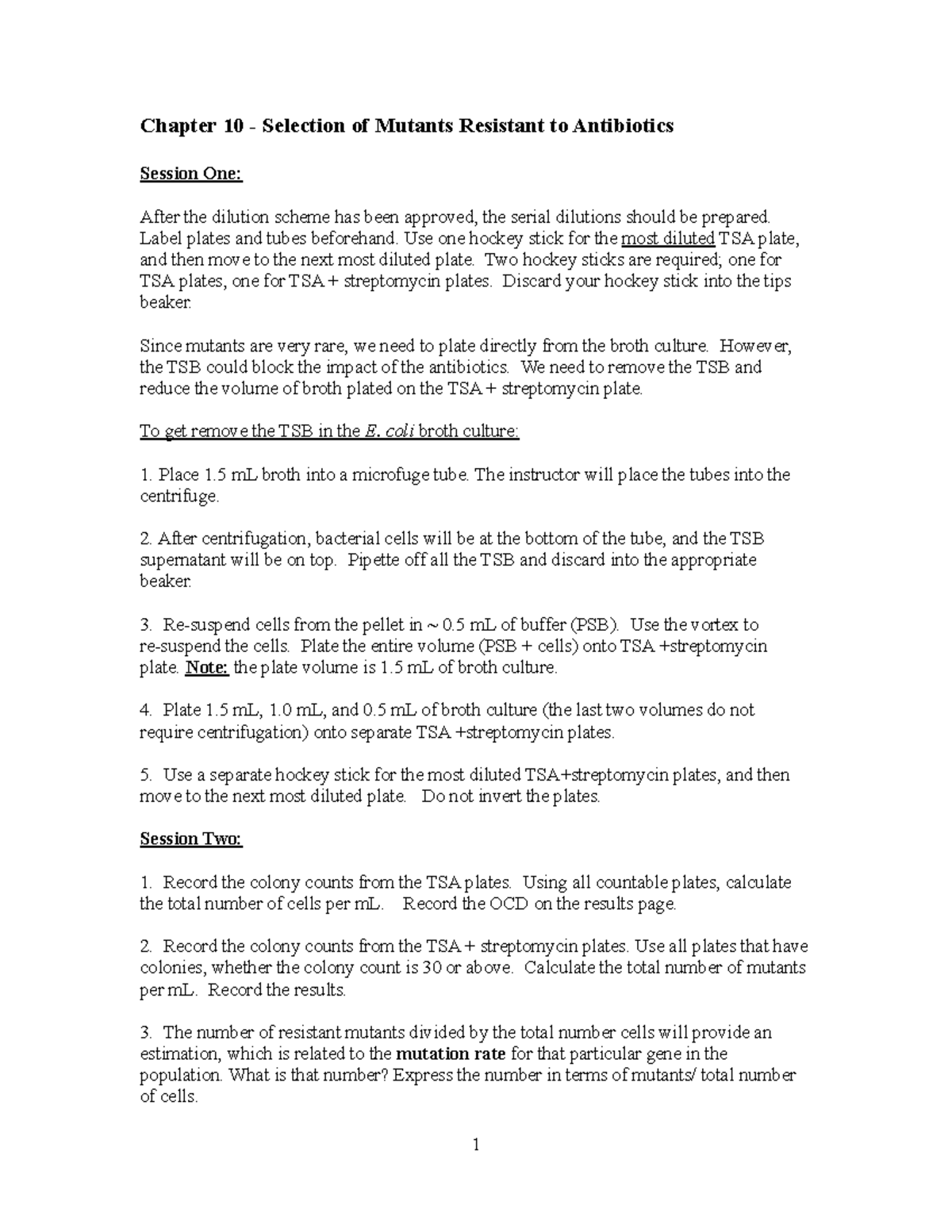 Chapter 10 Selection of Mutants part II Revised 07202022 - Chapter 10 ...