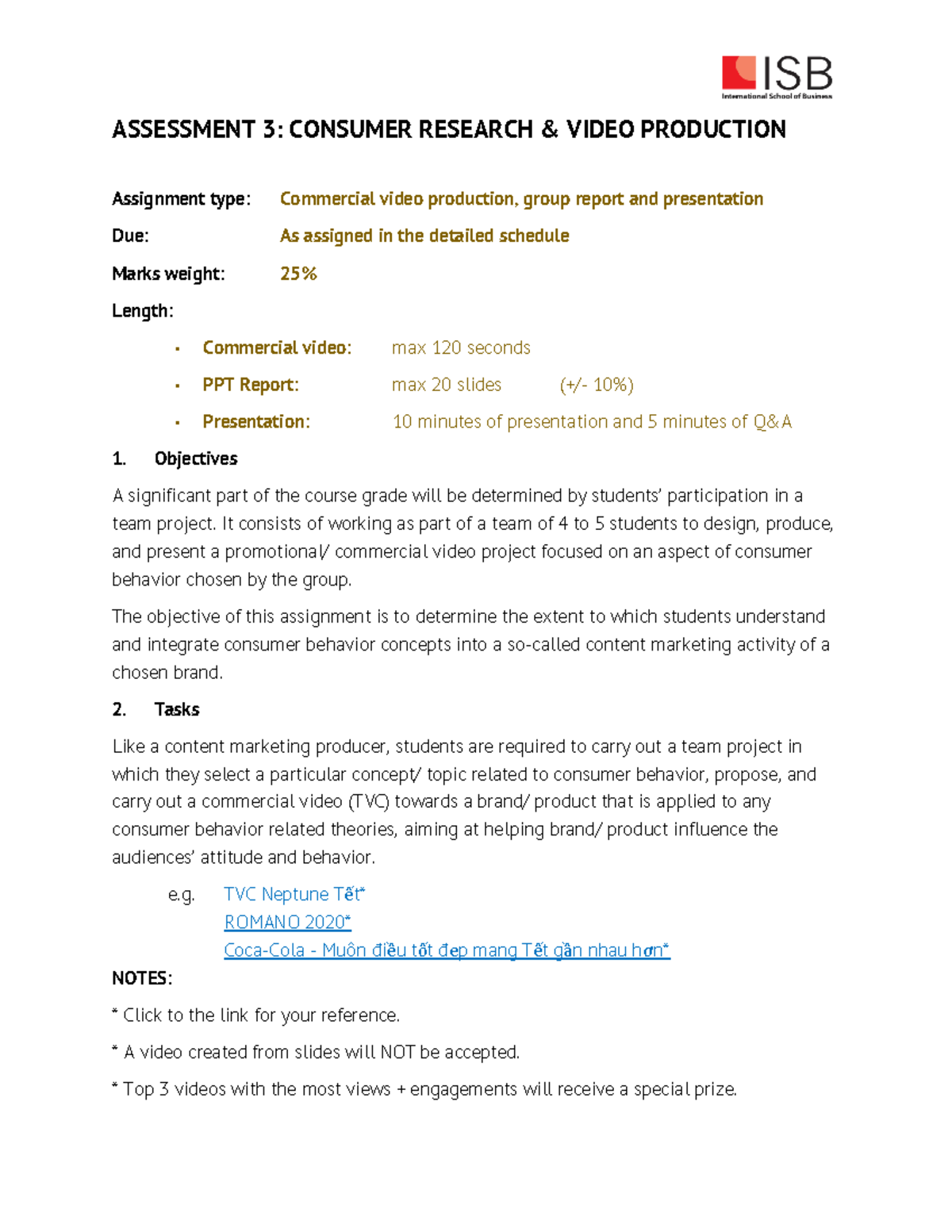Assessment 3: Consumer Research Video Production Guidelines Tri 1 2024 ...