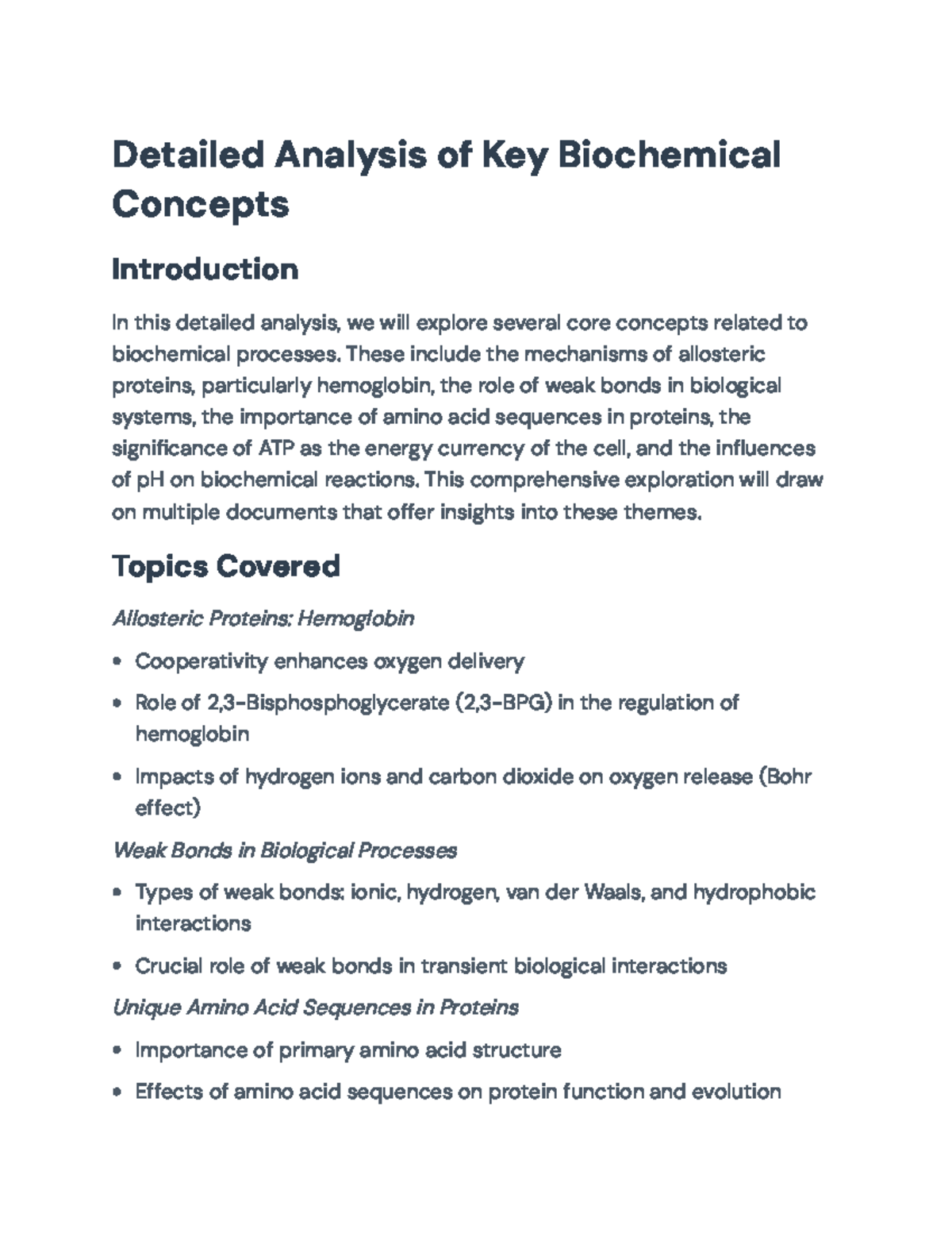 Comprehensive Overview of Biochemical Concepts and Processes - Detailed ...