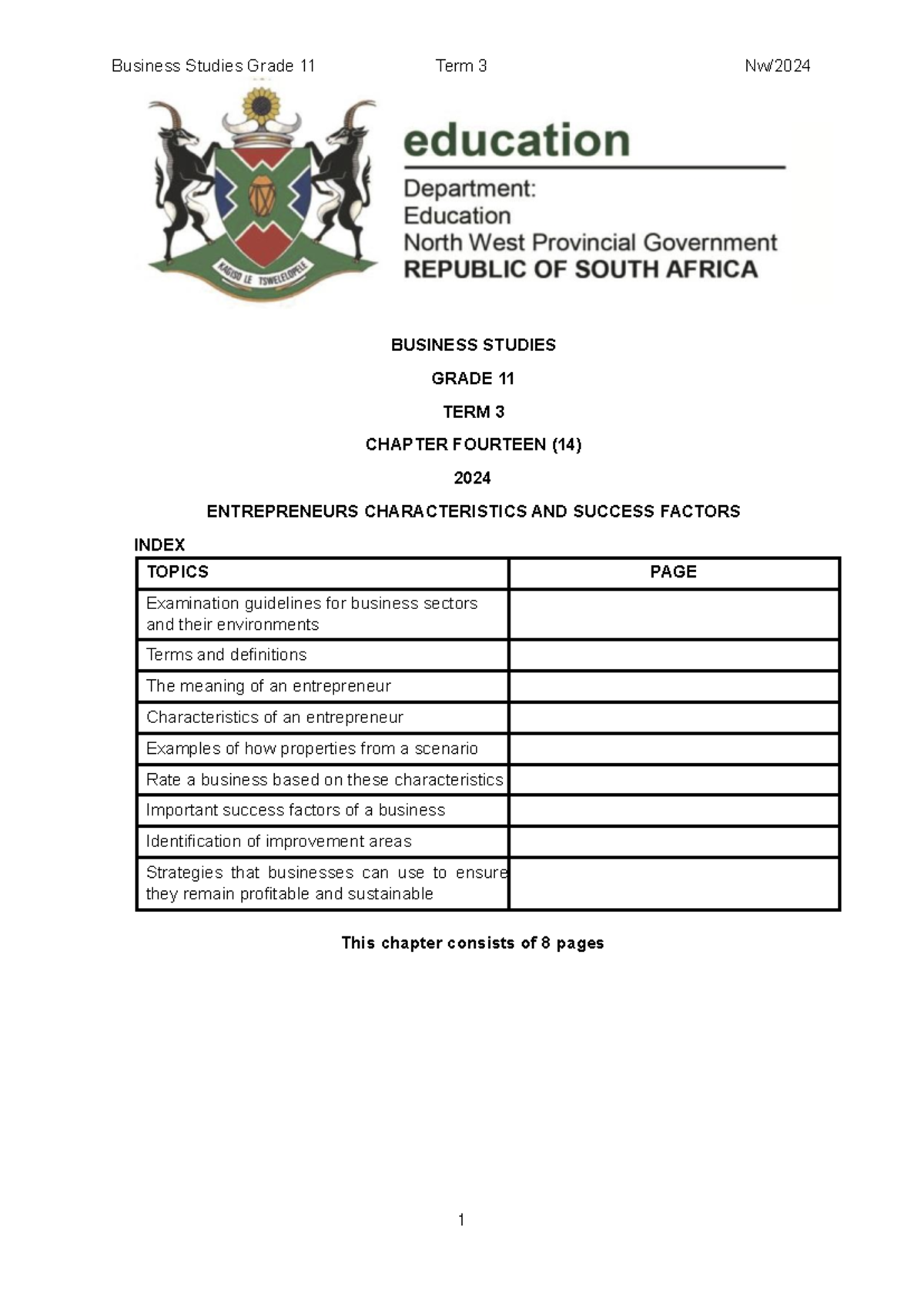 BSTD Grade 11 WEEK 1 - Entrepreneurial Qualities & Success Factors ...
