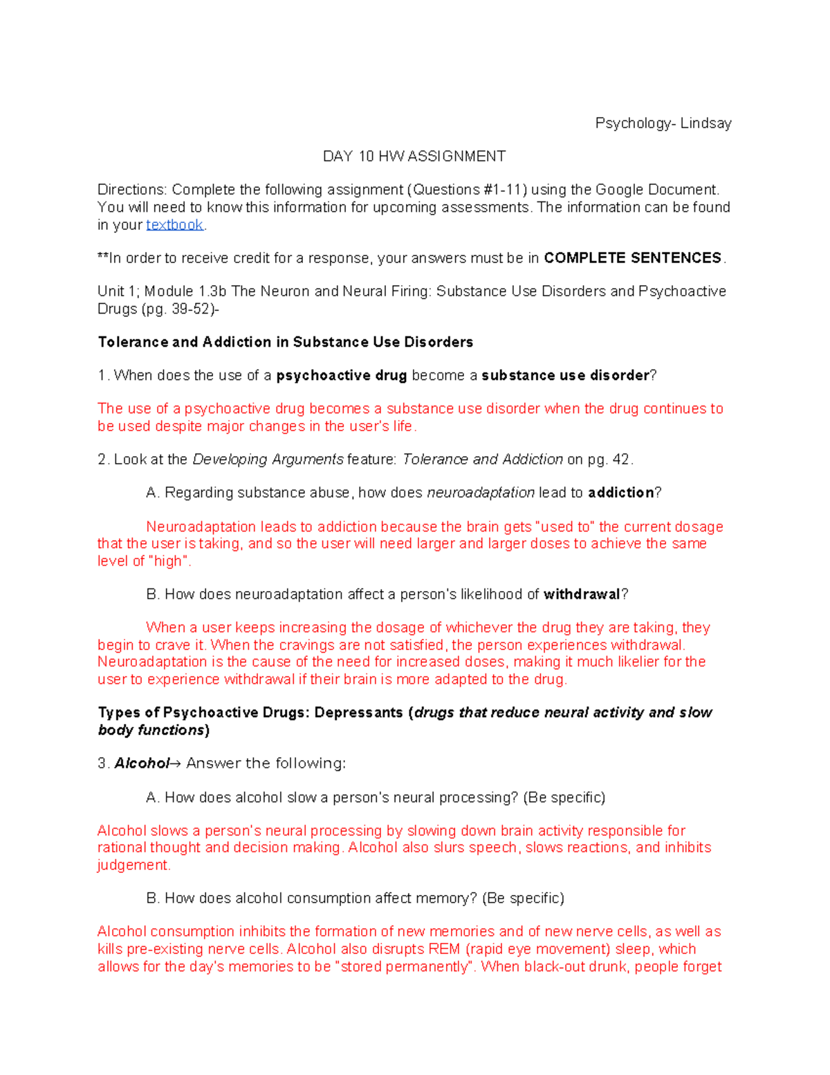 Psychoactive Drugs & Substance Use Disorders: Unit 1, Module 1.3b Notes ...