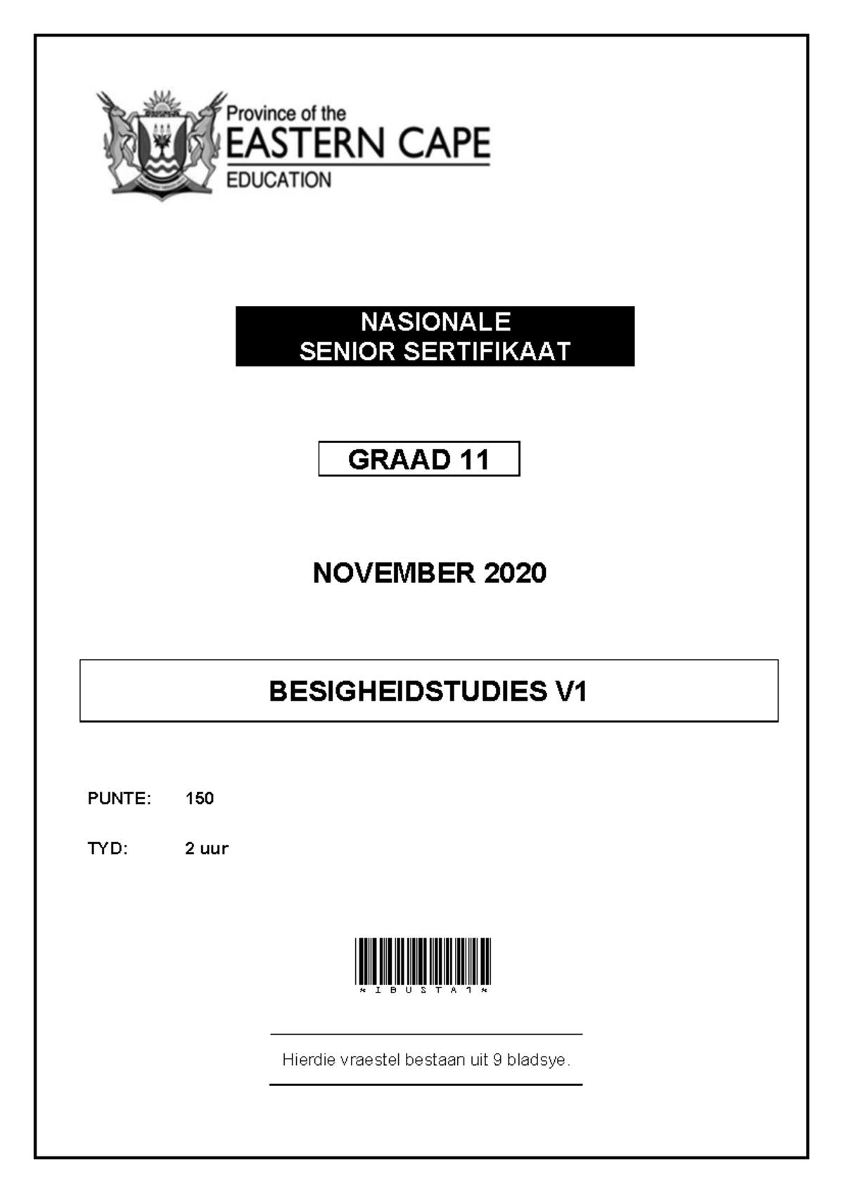 BSTD GR 11 NOV 2020 FINAL EXAM MEMO V1 - Studocu