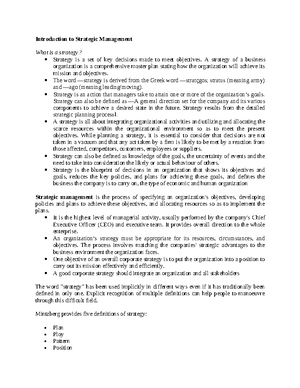 Strategic Management Notes PDF - STRATEGIC MANAGEMENT Notes Overview ...