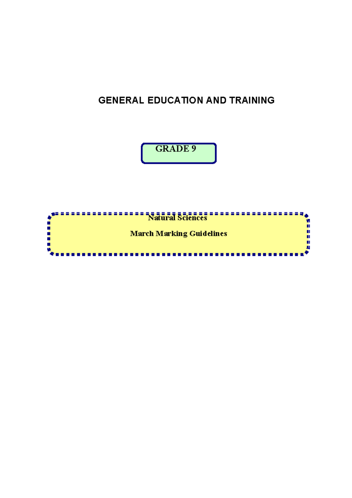 NS Grade 9 Natural Sciences March 2025 Marking Guidelines - Studocu