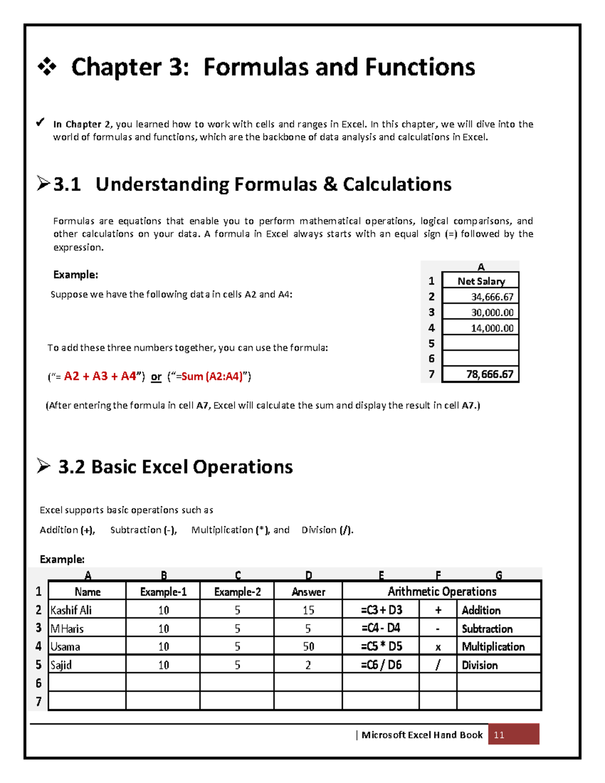 Excel Master Class: Chapter 3 - Formulas & Functions - Studocu