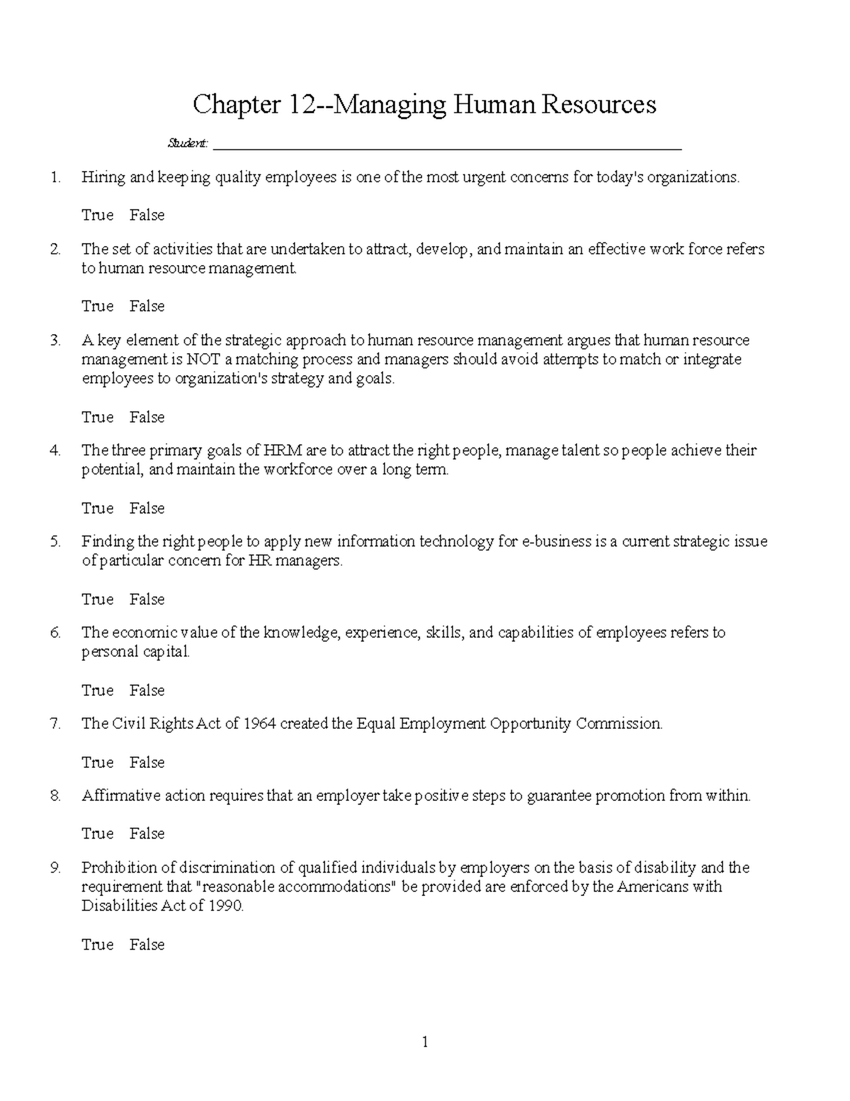 Management - Chapter 12: Strategies for Effective Human Resource ...