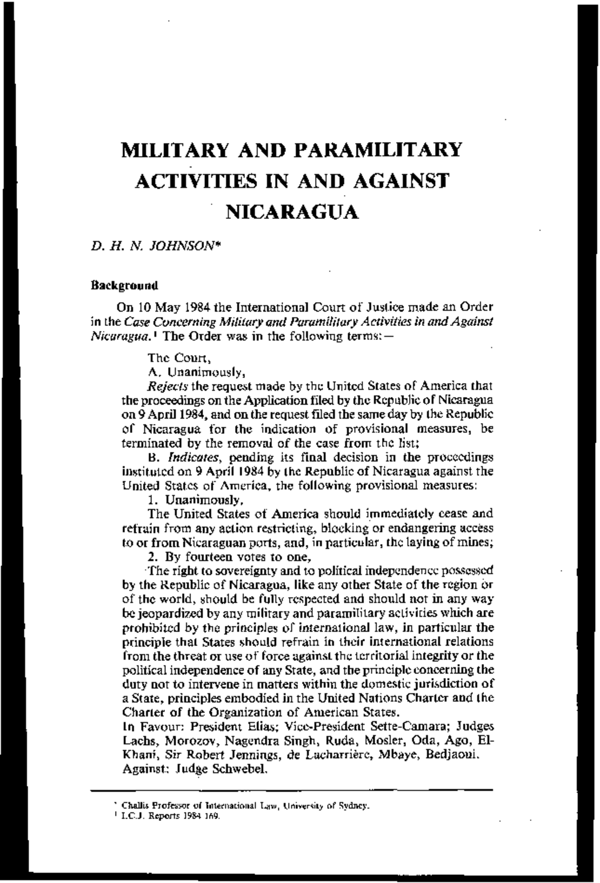 Nicaragua v. United States: Military Activities Case Study Analysis ...