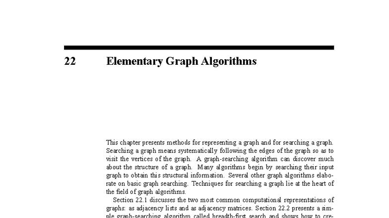 Elementary Graph Algorithms - 11111: Representations and Searches - Studocu
