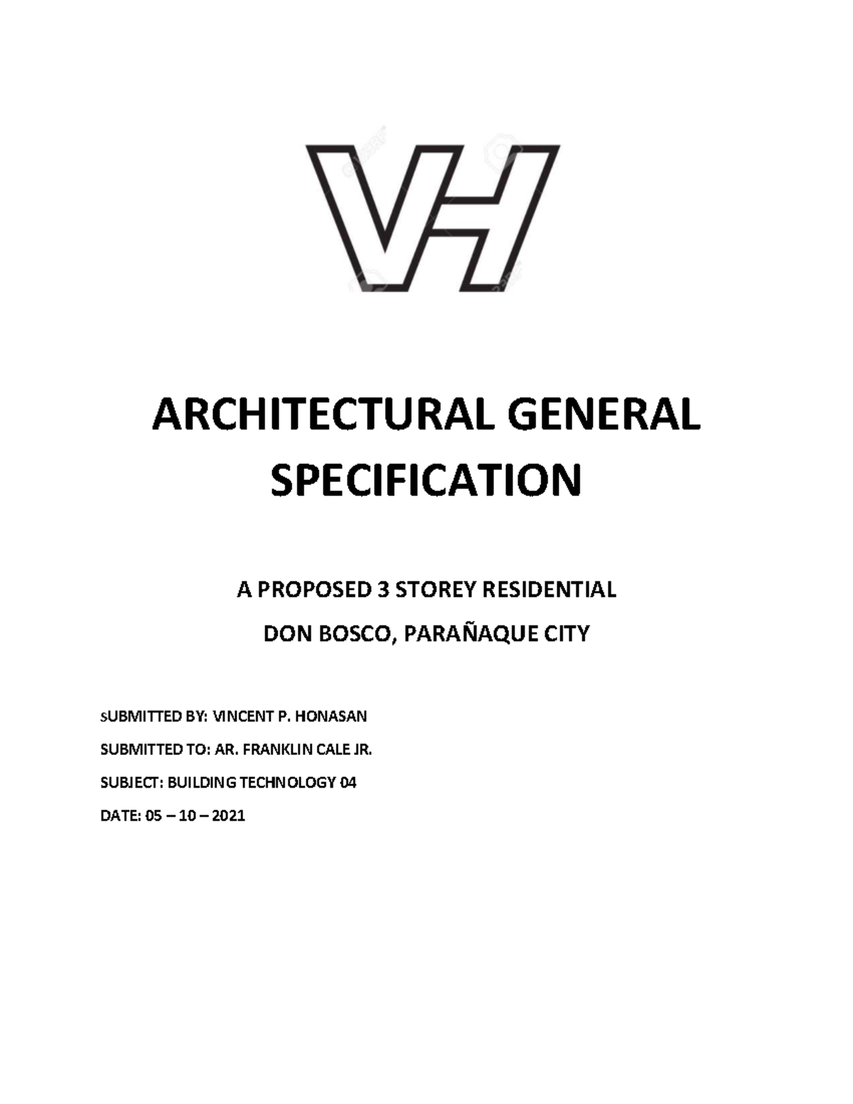 ARCH 04: General Specifications for Proposed 3-Storey Residential ...