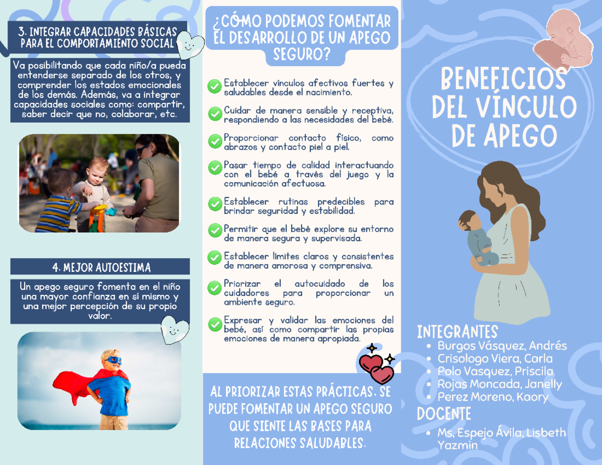 Fomentando un Vínculo de Apego Seguro: Beneficios y Tipos de Apego - Studocu