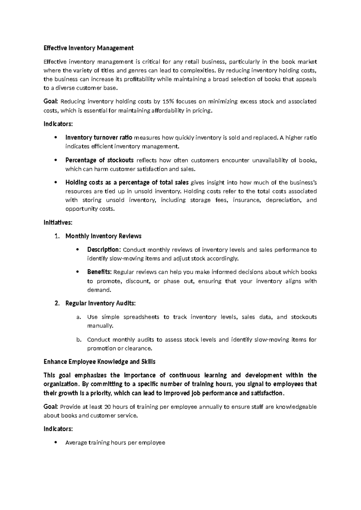 Effective Inventory Management Strategies for Retail (BSC) - Studocu